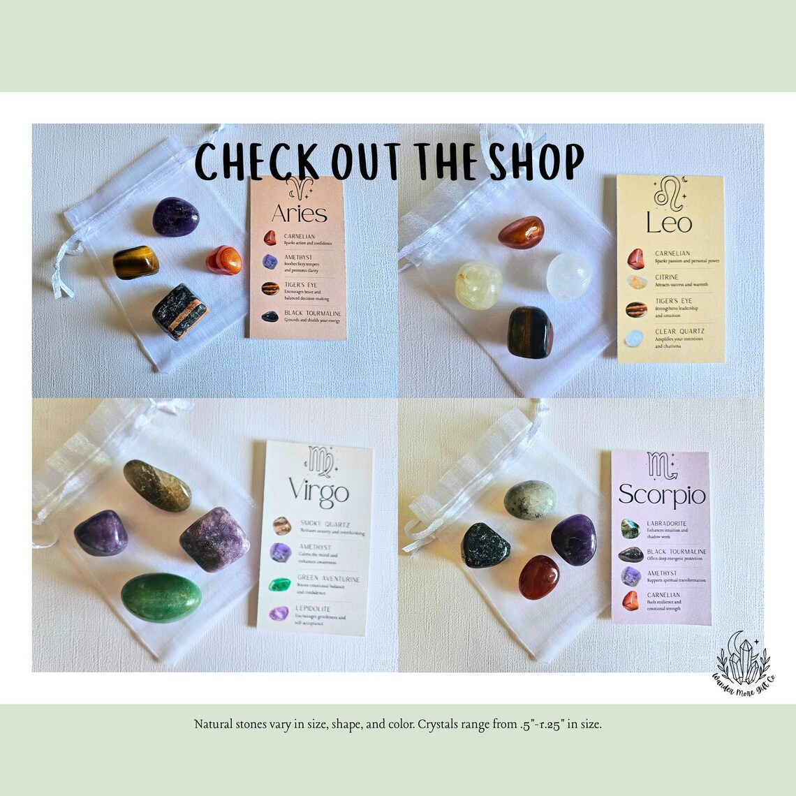 Taurus Zodiac Crystal Set: Rose Quartz, Aventurine, Smoky Quartz ...