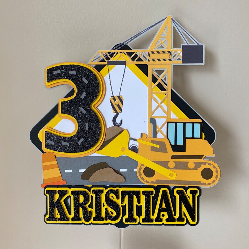 Personalized Cake Topper | Construction Inspired Cake Topper ...