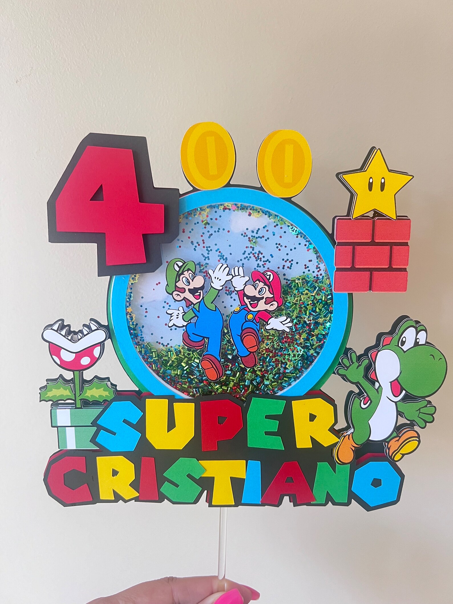 Personalized Cake Topper | Super Mario Inspired Shaker Cake Topper ...