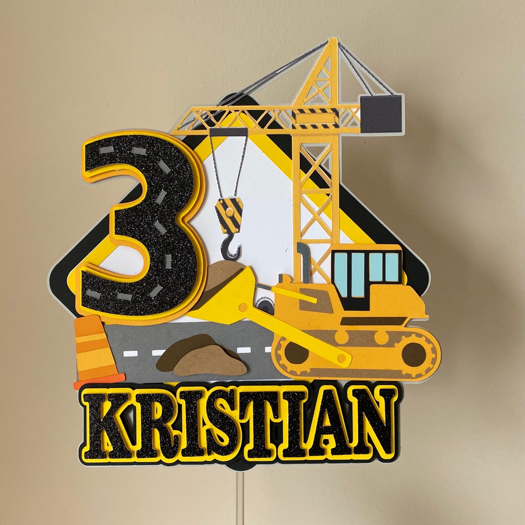 Personalized Cake Topper | Construction Inspired Cake Topper ...