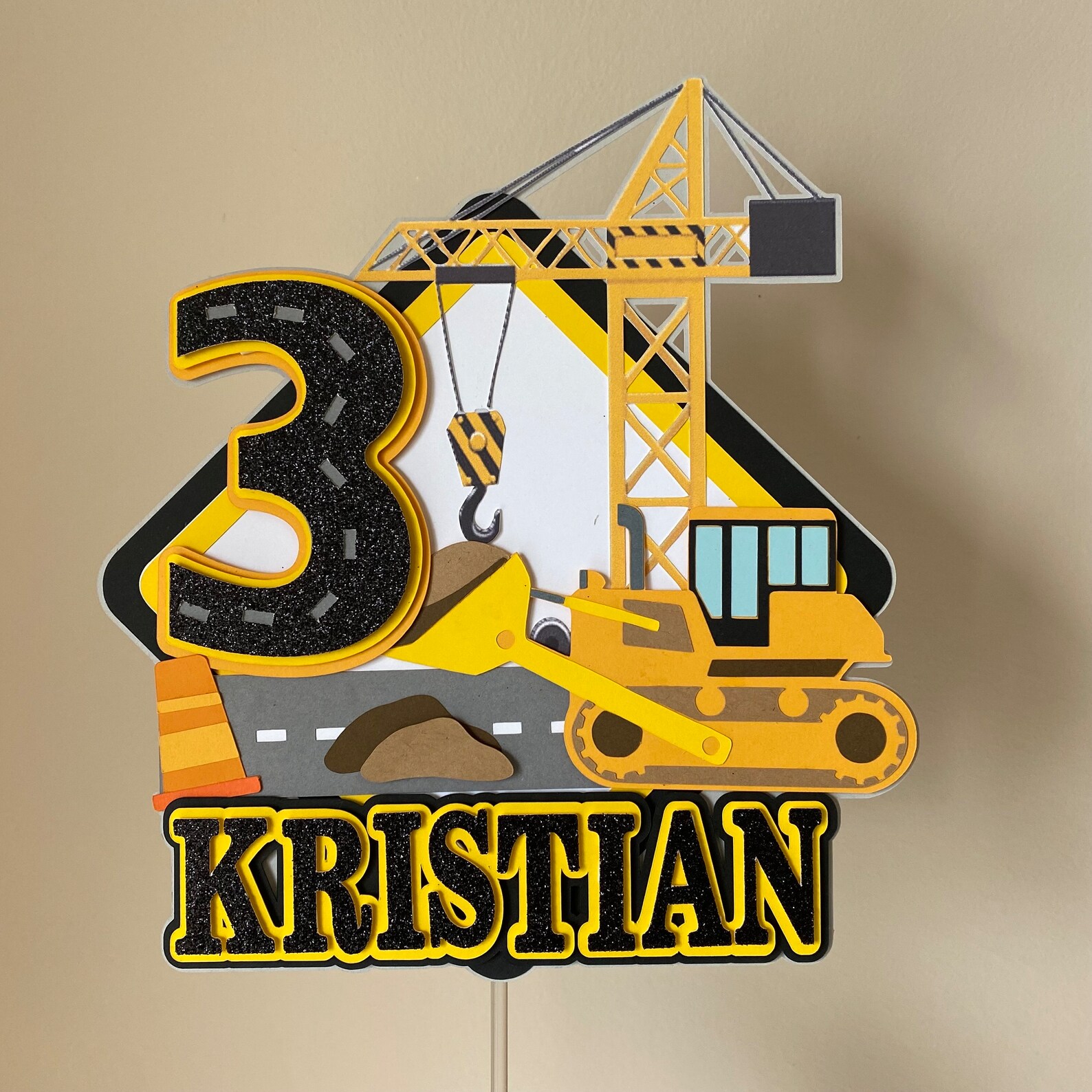 Personalized Cake Topper | Construction Inspired Cake Topper ...