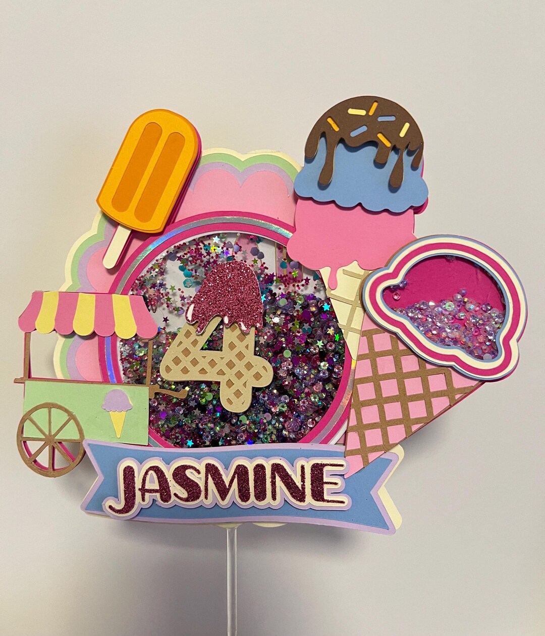 Personalized Cake Topper | Ice Cream Birthday Party | Ice Cream Cake ...