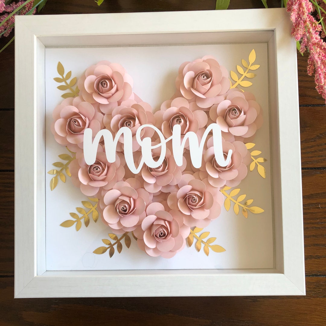 MOM Flower Shadow Box. Mother's Day Shadowbox. Gift for Mom, Grandma ...