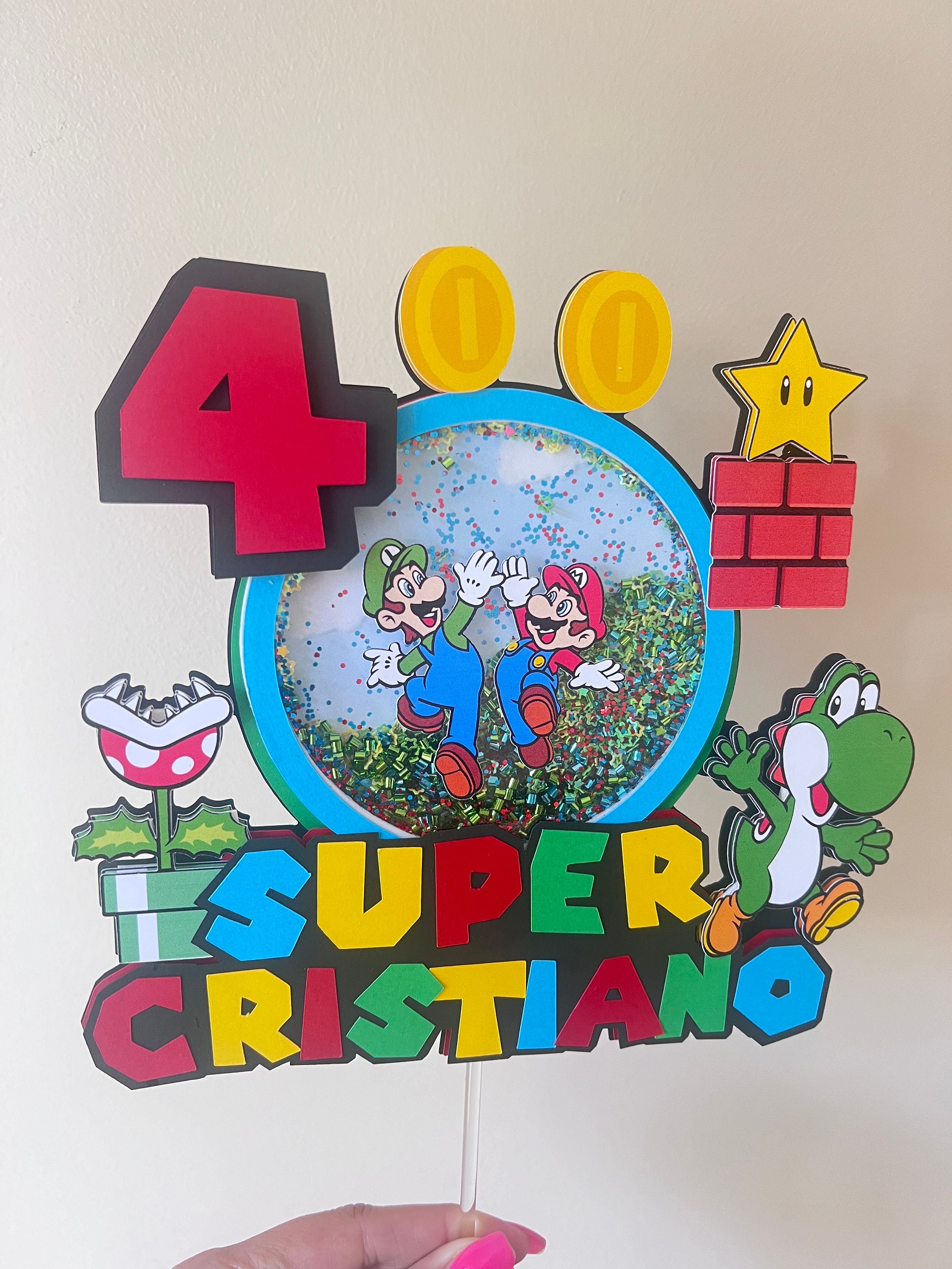 Personalized Cake Topper | Super Mario Inspired Shaker Cake Topper ...