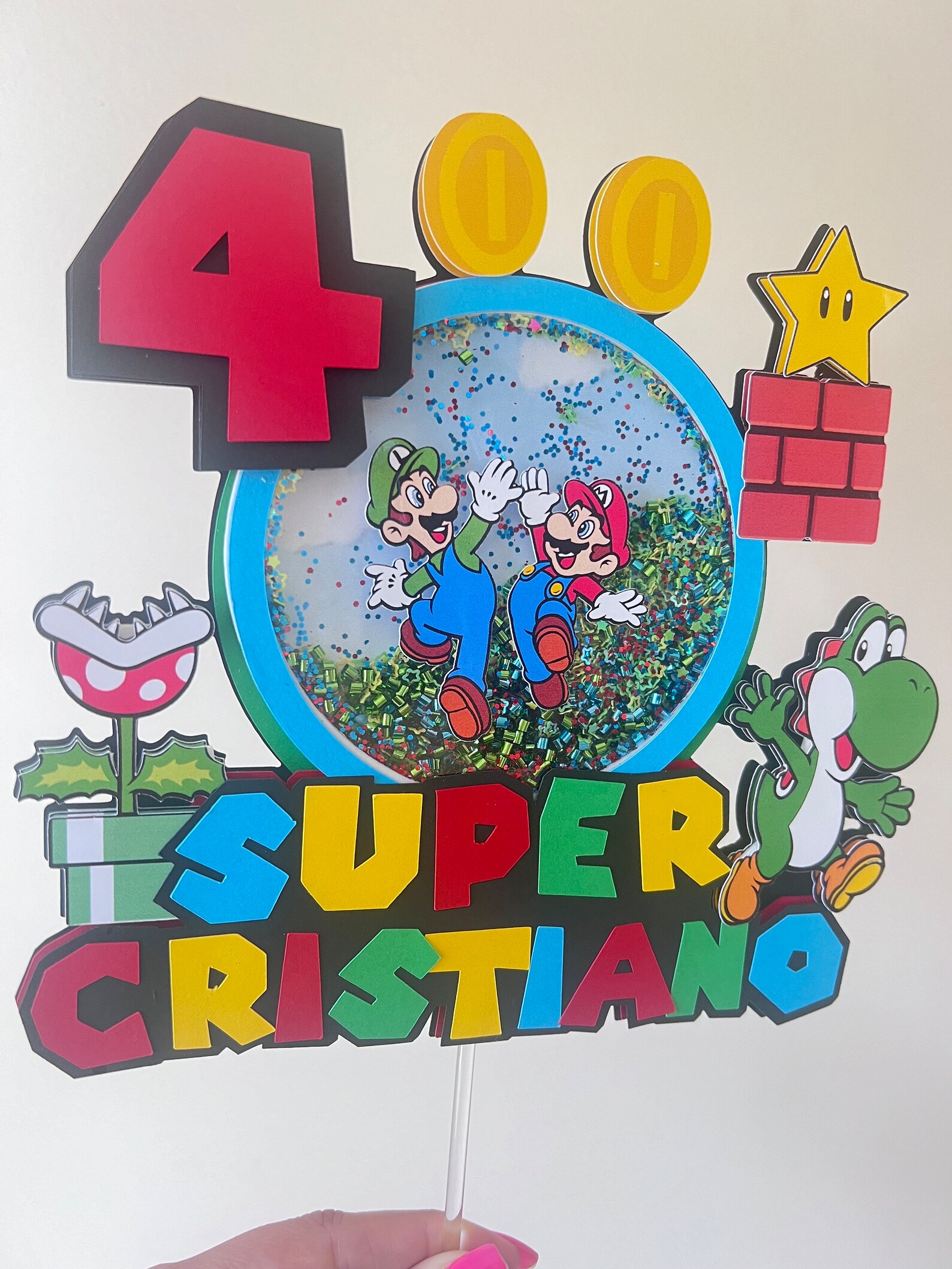 Personalized Cake Topper | Super Mario Inspired Shaker Cake Topper ...