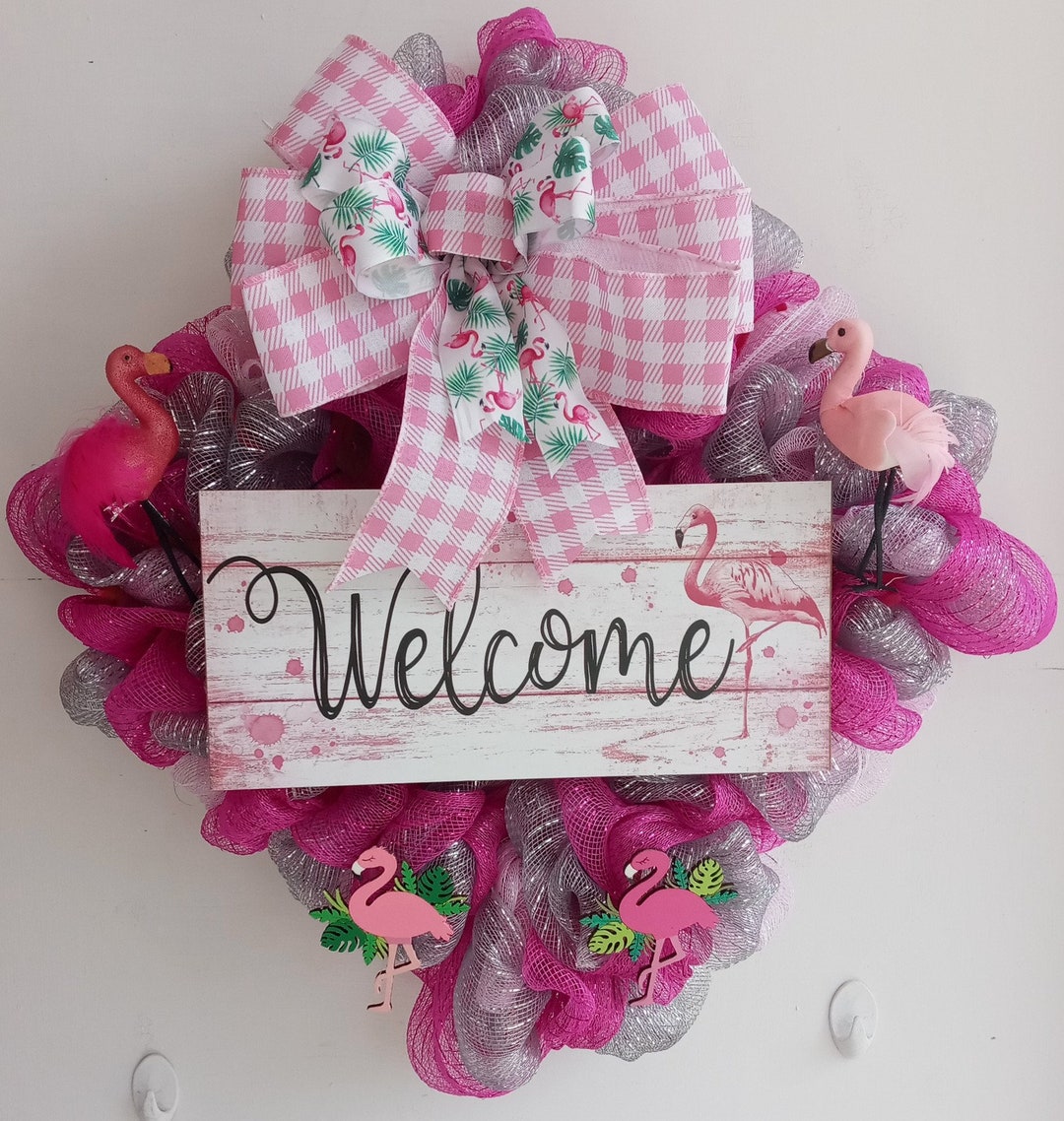 Flamingo Welcome Wreath - Etsy