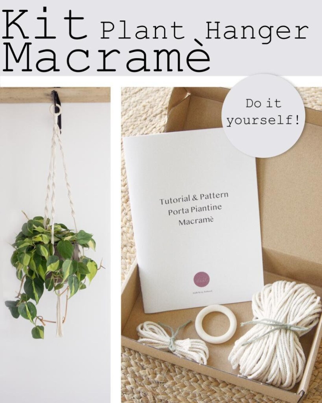 KIT Complete for Plant Hanger, Easy Macramè Pattern, Beginner Diy ...
