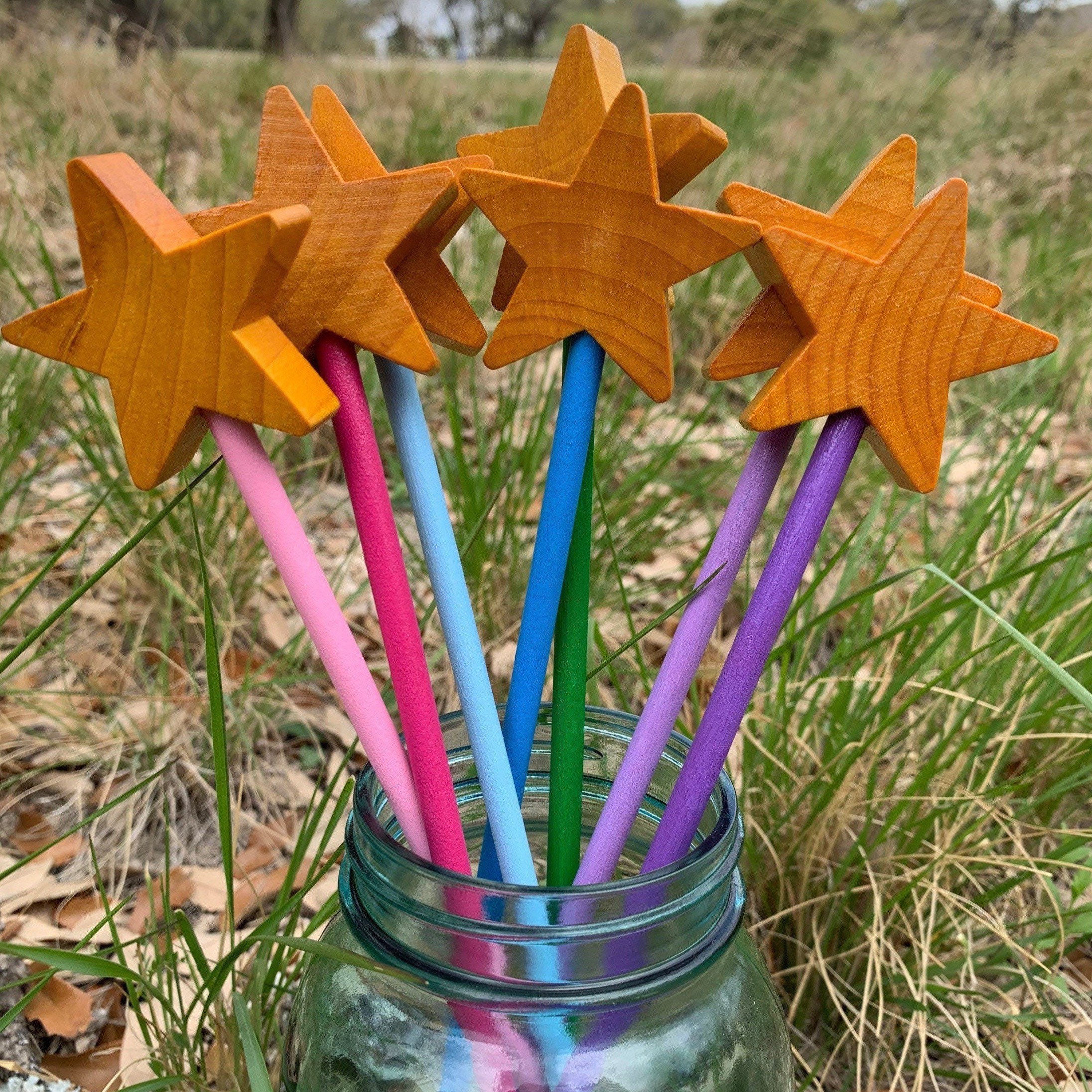 Wooden Star Wands Princess/prince Wand Pretend Play - Etsy