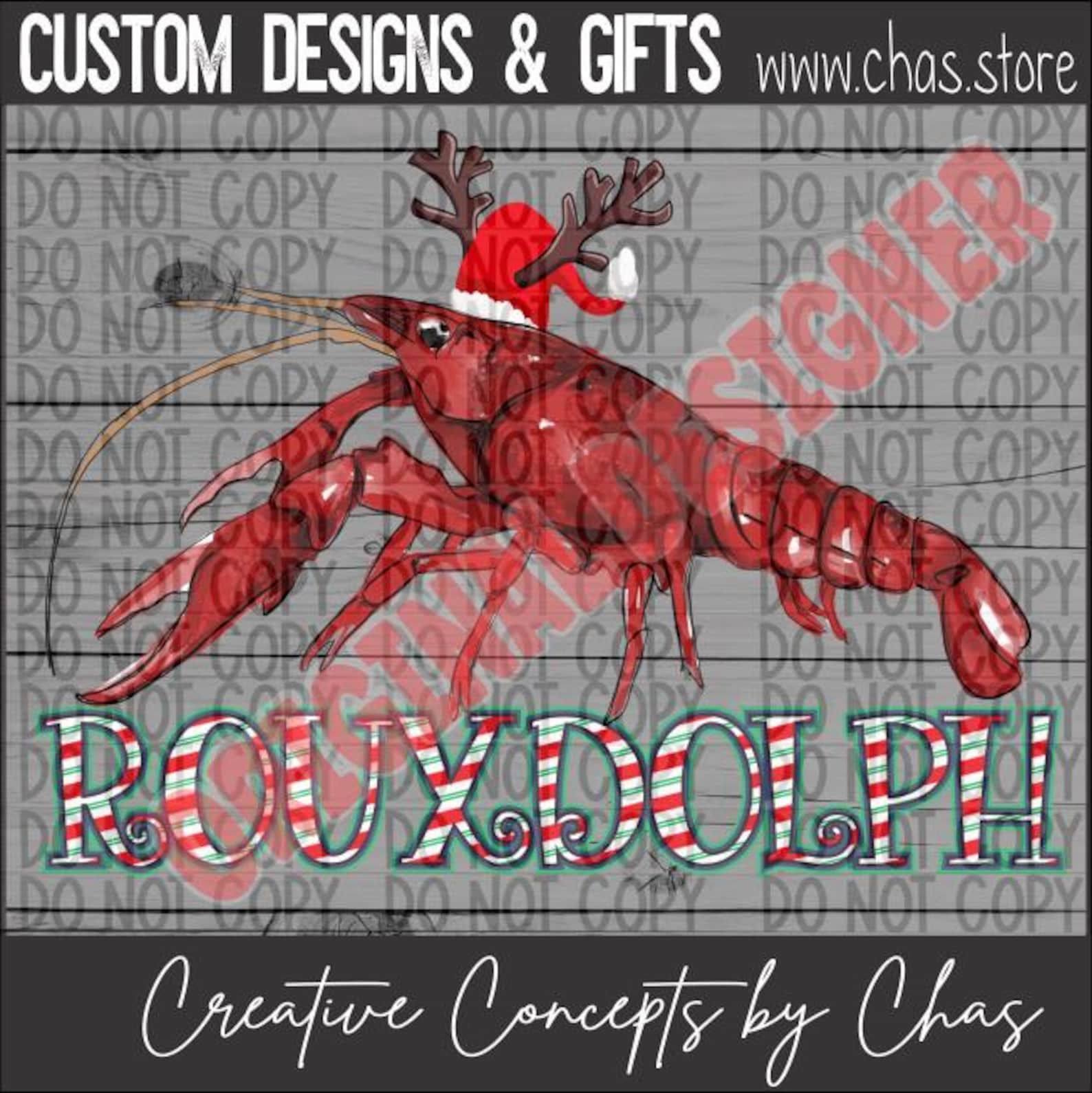 Rouxdolph PNG Cajun Christmas Crawfish Transparent 300 Dpi Sublimation ...