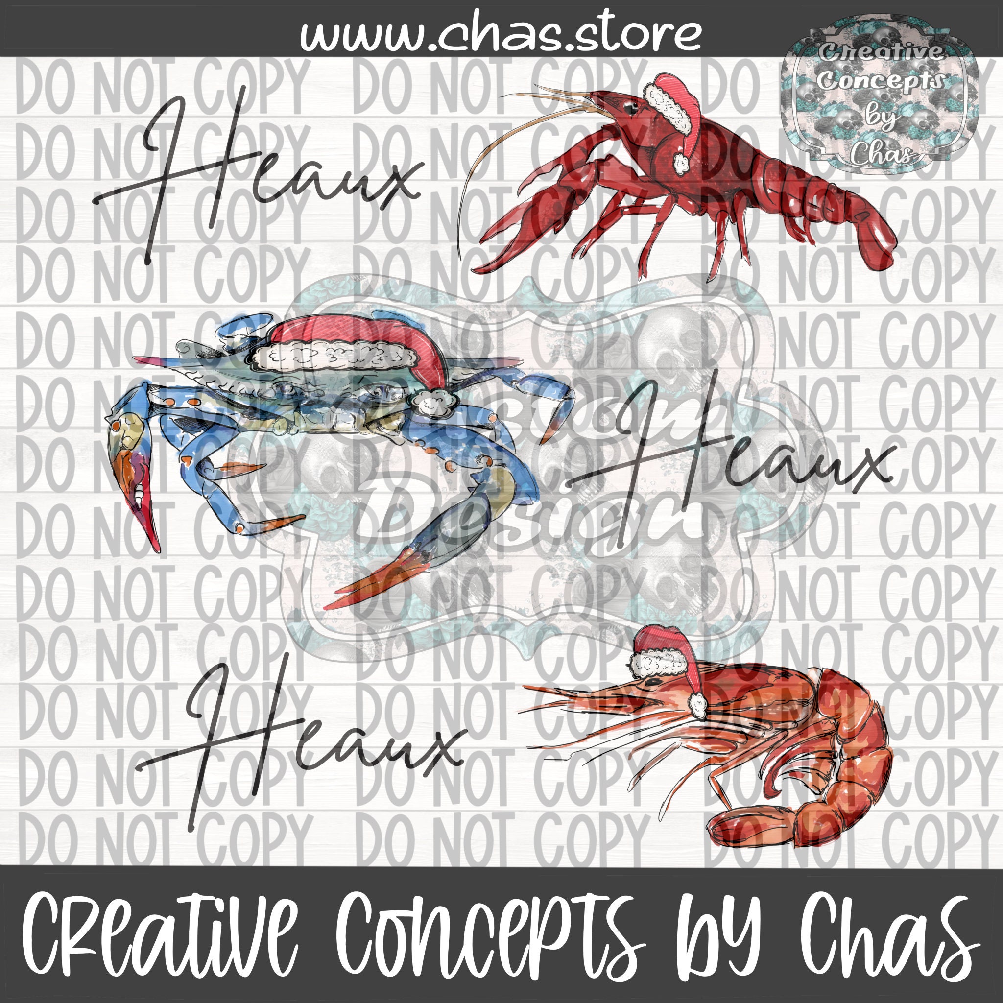 Heaux Heaux Heaux PNG Cajun Louisiana Christmas Crawfish Crab Shrimp ...