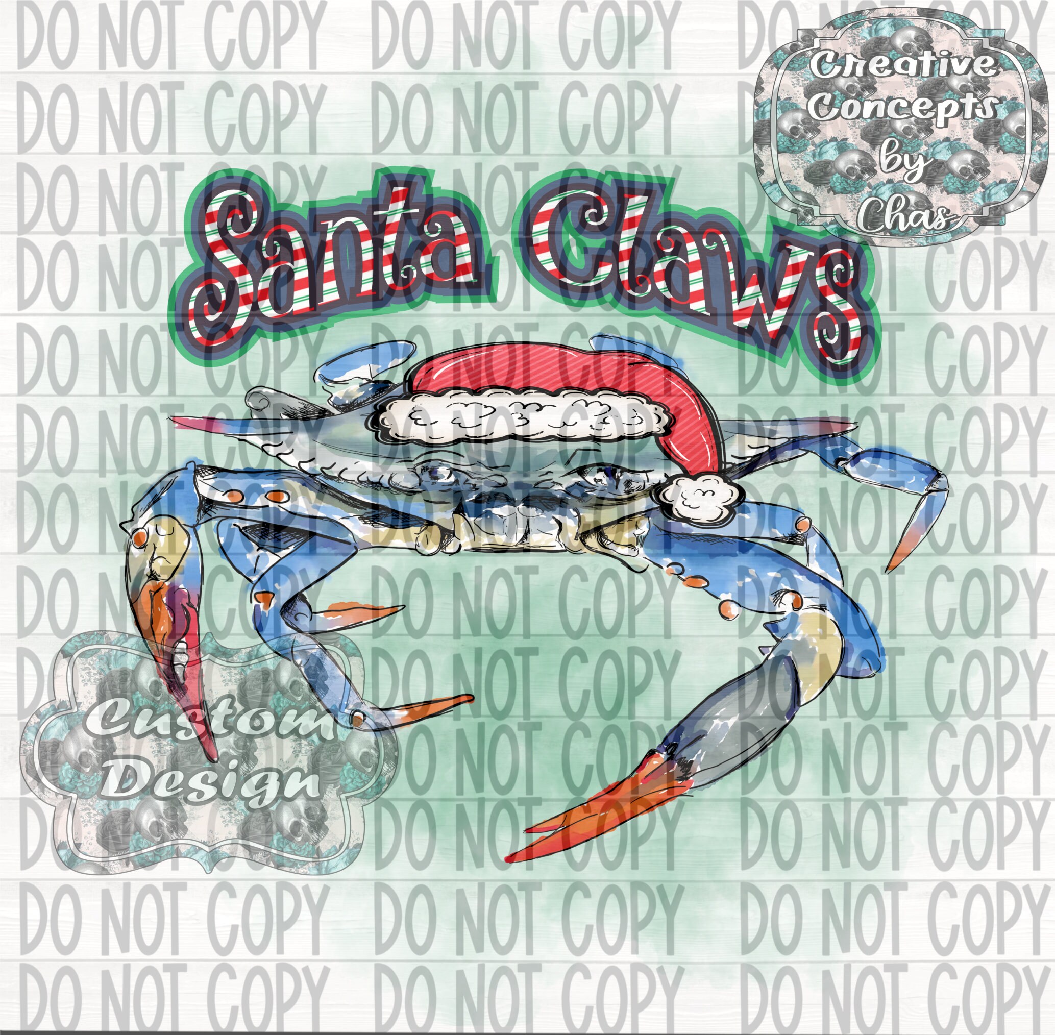 Santa Claws Crab With Watercolor Splash Background Cajun Christmas PNG ...