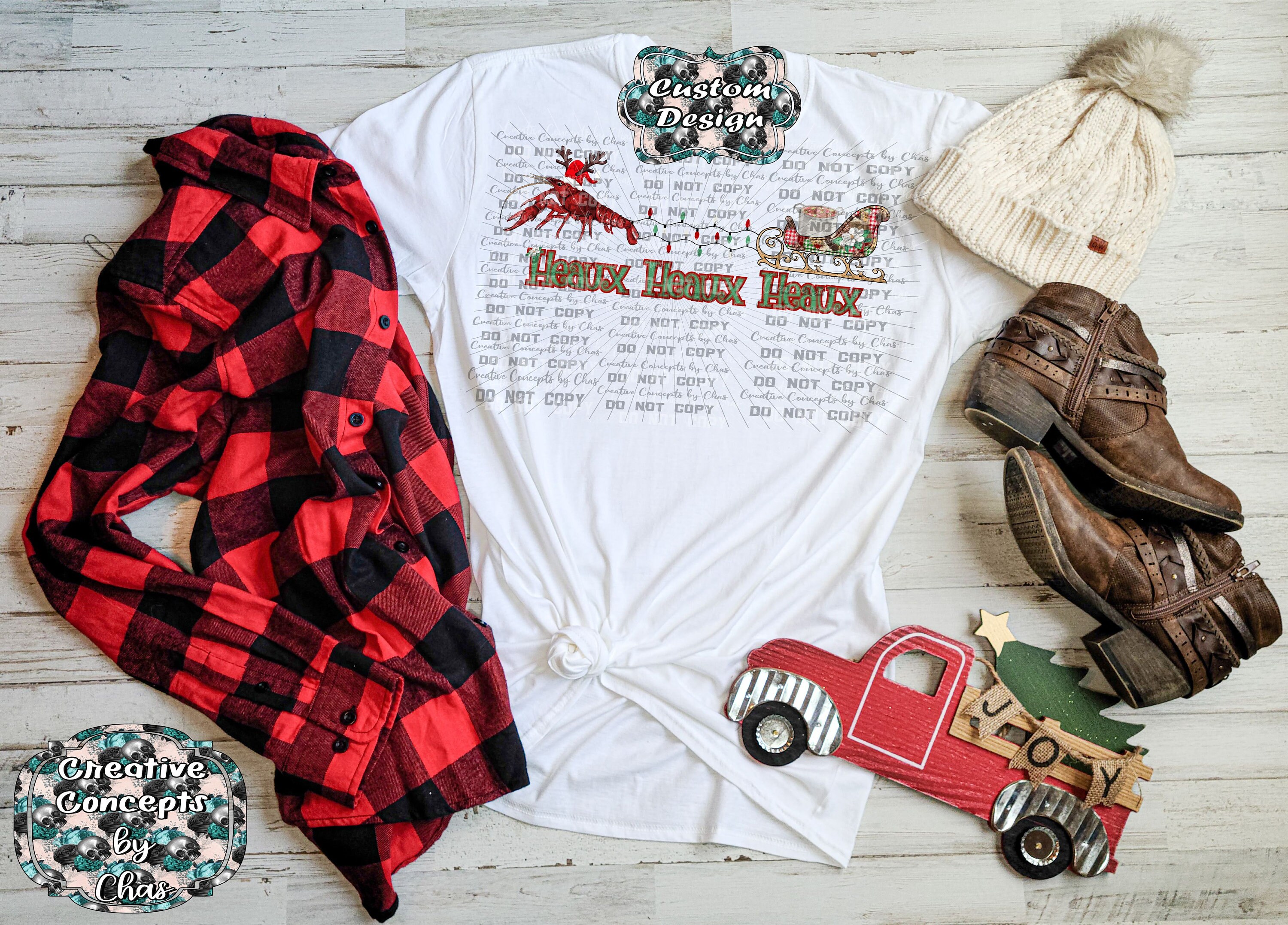 Heaux Heaux Heaux Crawfish Sleigh & Gumbo PNG Cajun Christmas Digital ...