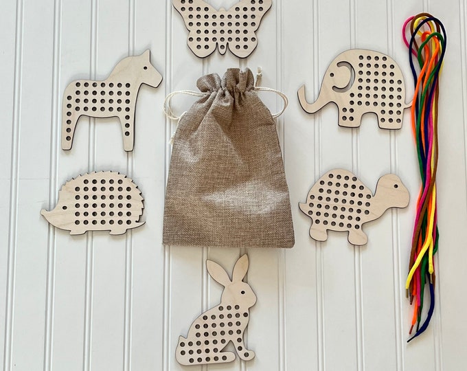 Wood Lacing Toy and Threading Toy, Wooden Bead Stringing Set for ...