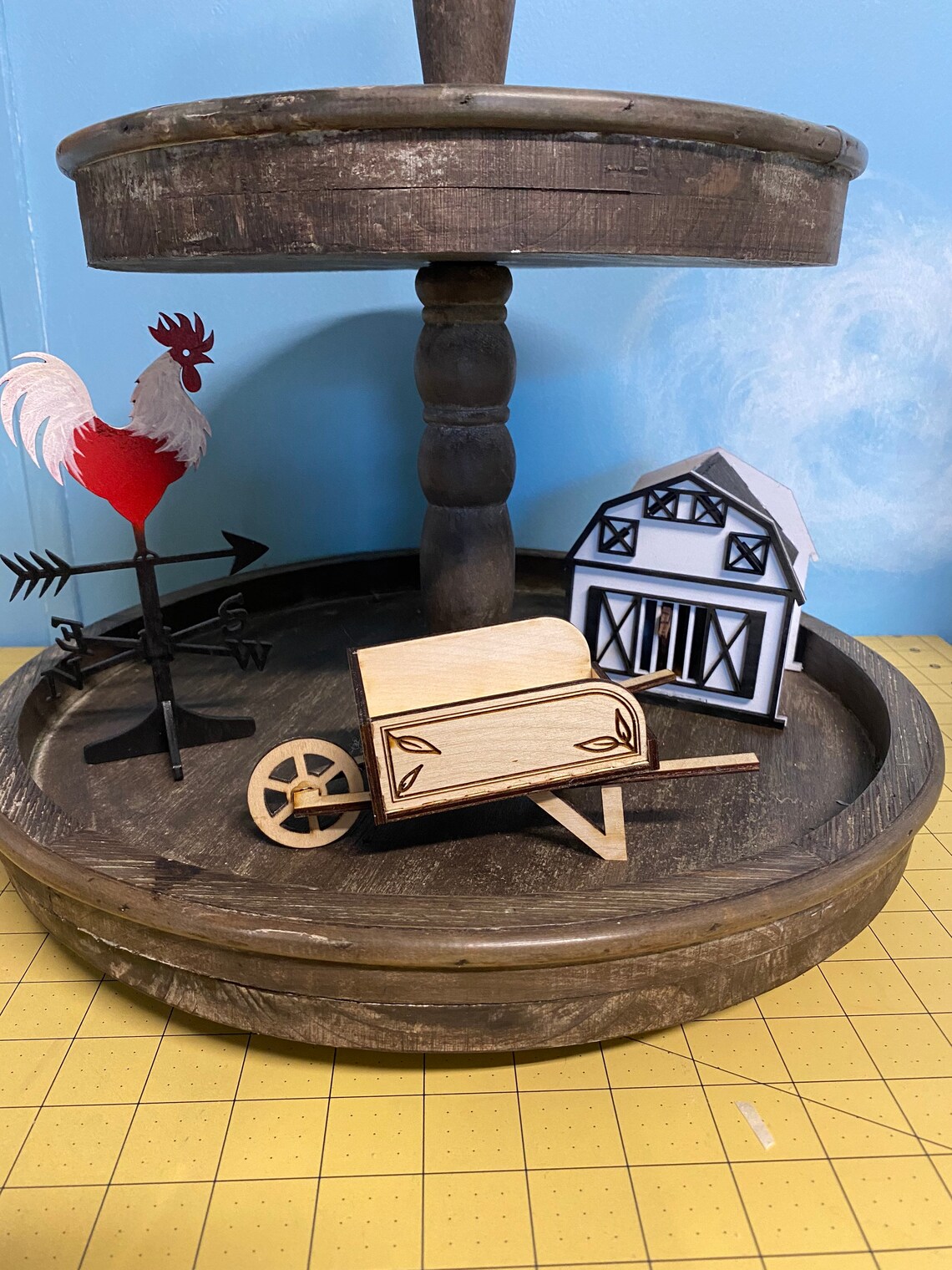 TIERED TRAY DECOR| Wheelbarrow | Farmhouse Decor| - Etsy