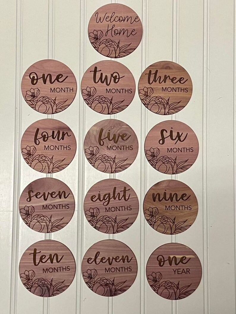 BABY MILESTONE MARKER | Wooden Baby Month Marker | Wood Milestone Baby ...