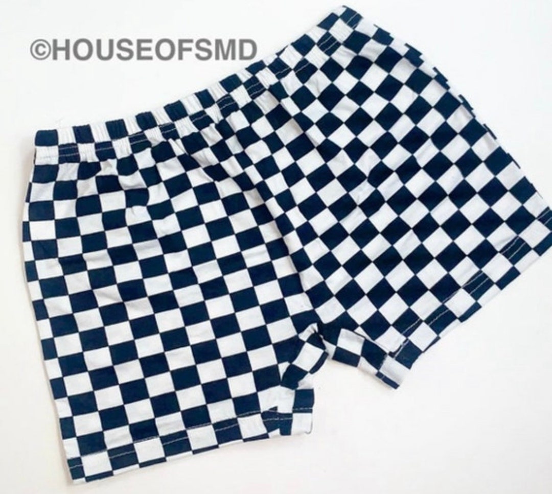 Checkerboard Shorts, Black and White Check Shorts, Checkered Shorts ...