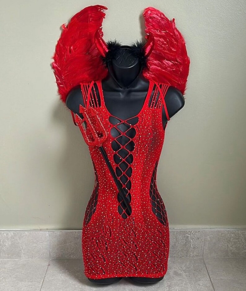 Red Devil Halloween Costume, Fancy, Dress, Devil Accessories, Red ...