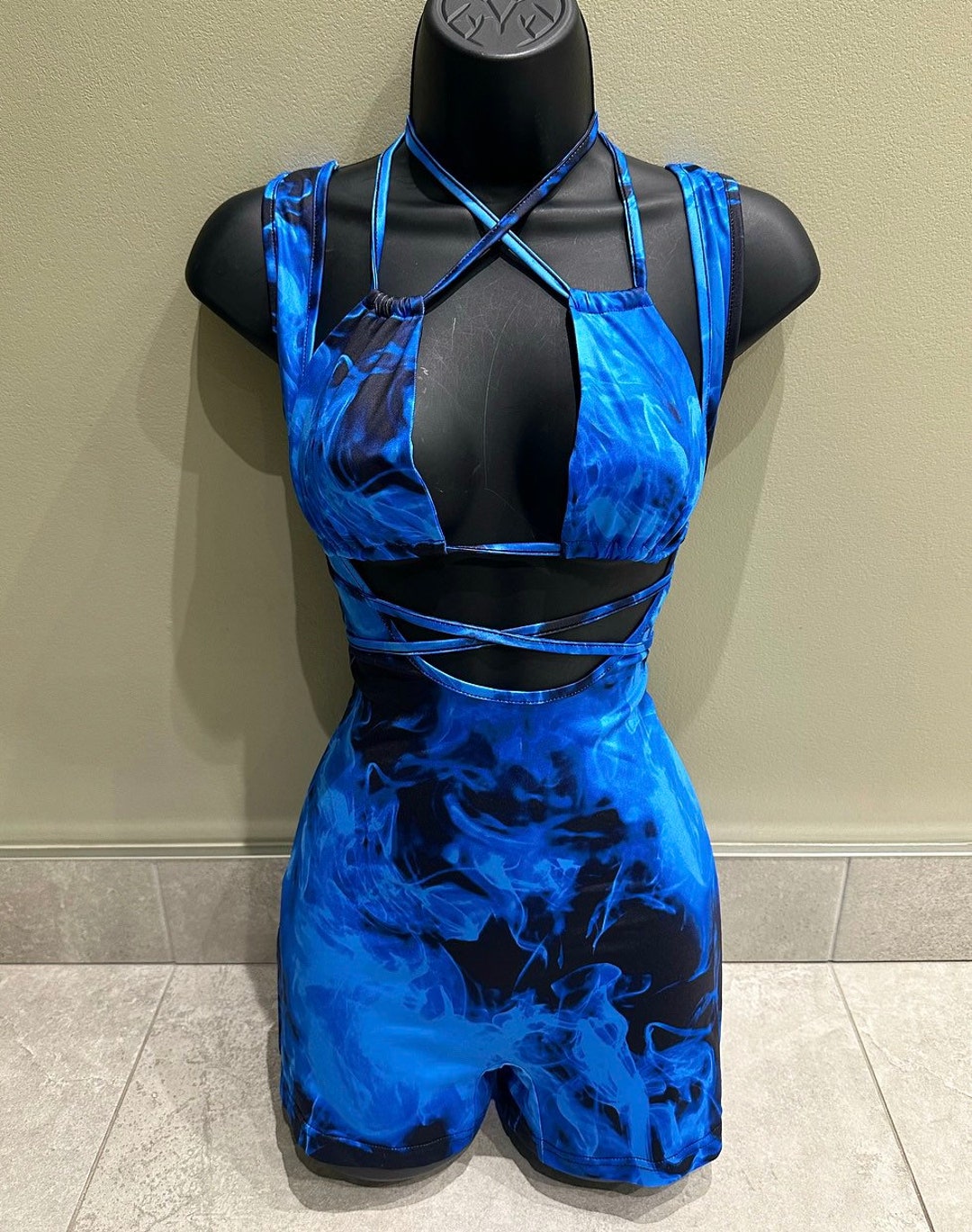 Womens Blue Unitard, Festival Romper, Rave Outfit, Rave Romper ...