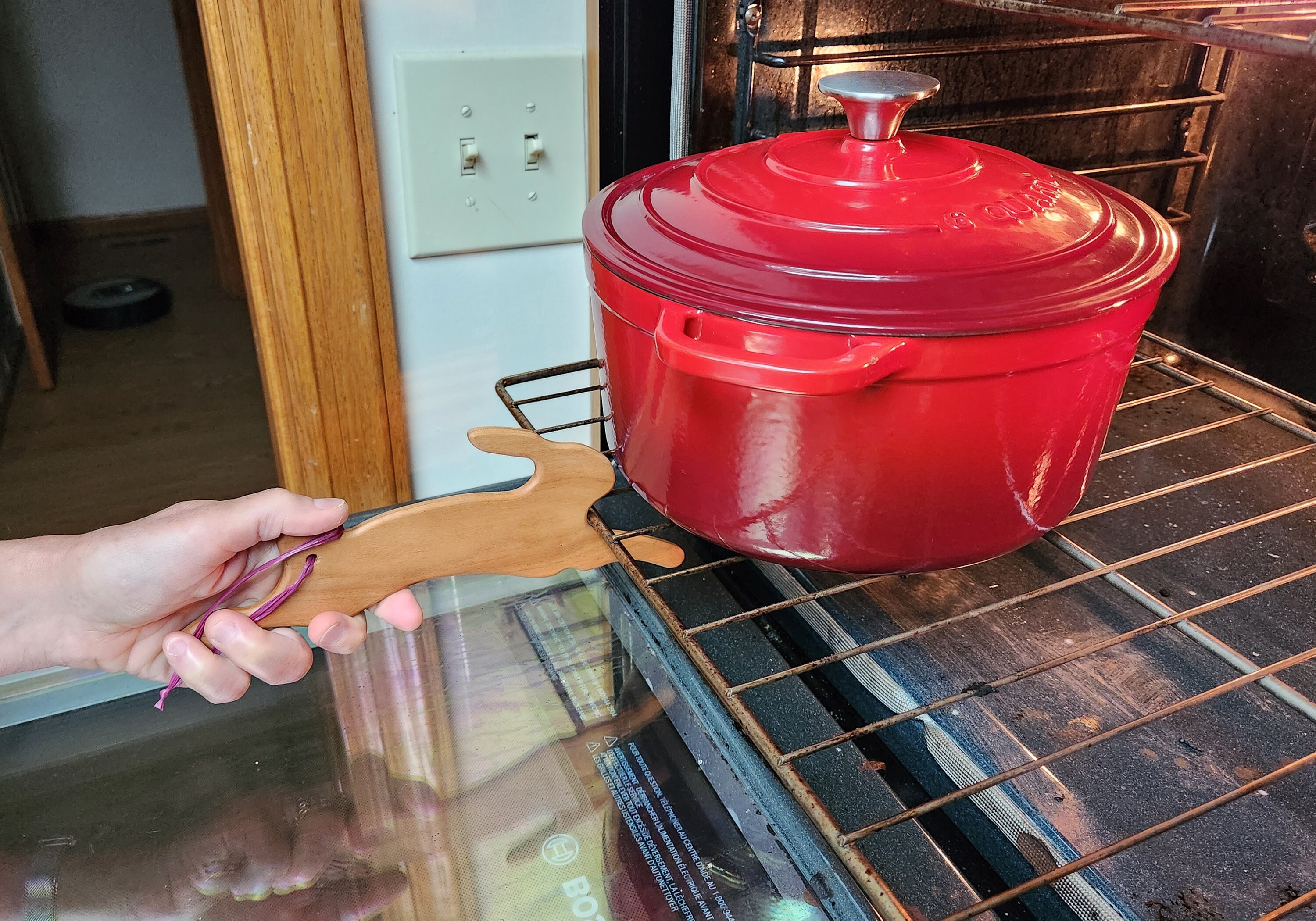 Wooden Handmade Oven Bunny, Rack Push Pull Stick for Baking, Cooking ...