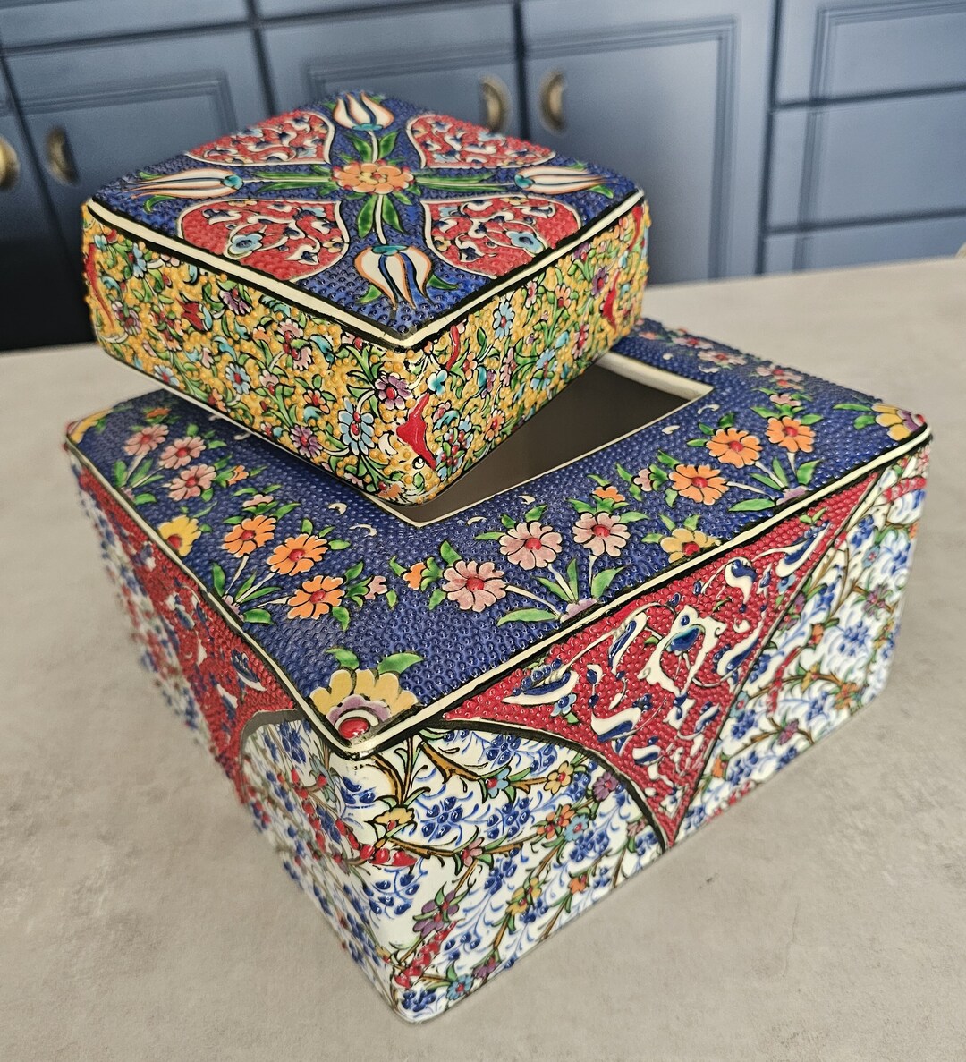 Handmade Ceramic Box, Turkish Cappadocia Tiled Vase, Oriental Storage ...