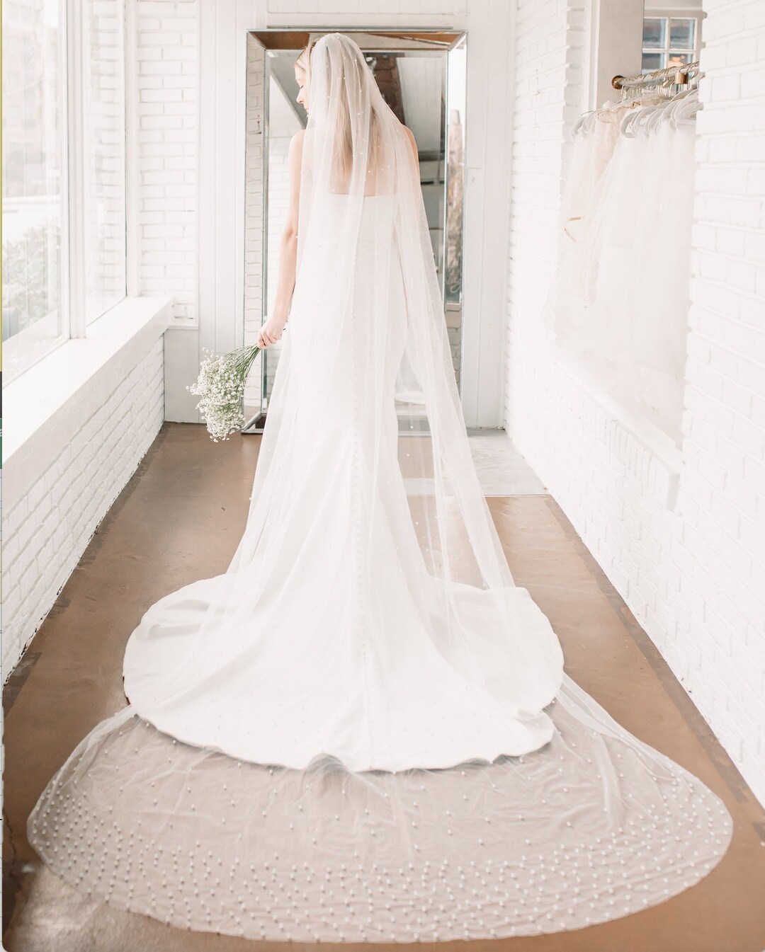 Cathedral Pearl Bridal Veil Wedding Veil Veil With Pearls Long Veil ...