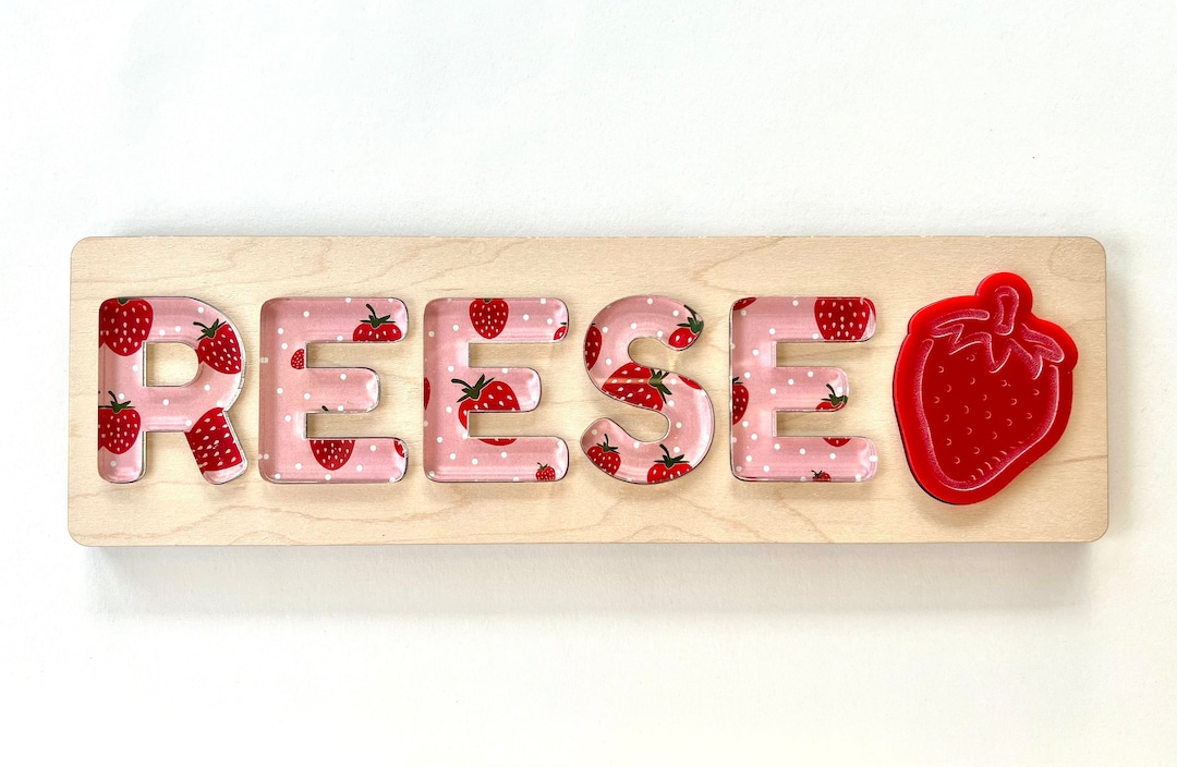 Personalized Strawberry Name Puzzle Strawberry Birthday Party First ...