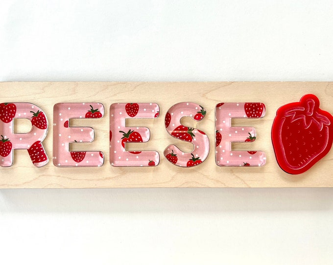 Personalized Strawberry Name Puzzle Strawberry Birthday Party First ...