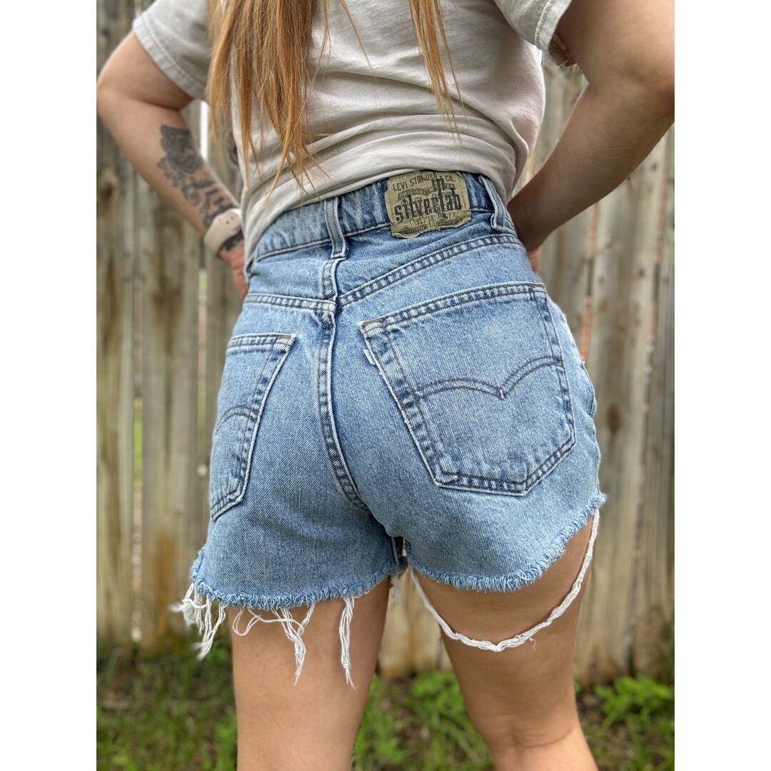 Vintage 94' Levi's Silvertab Lean Cut off Raw Hem Denim Jean Shorts ...