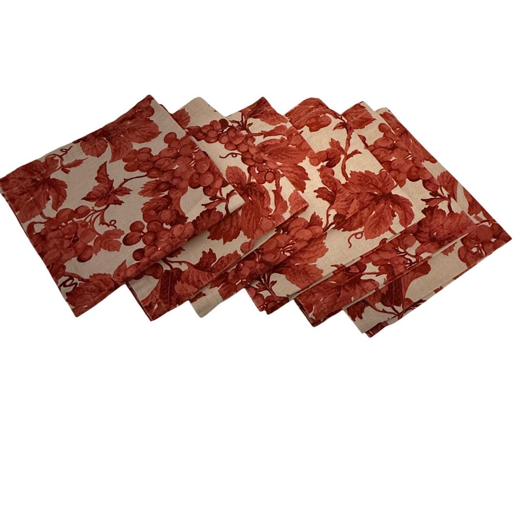 Williams Sonoma Table Napkin Rust Grapevine Set of 6 Fall Autumn Feast ...