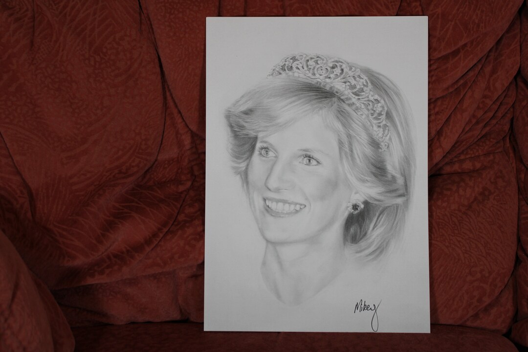 Diana Princess of Wales A4 Print of Graphite Drawing - Etsy