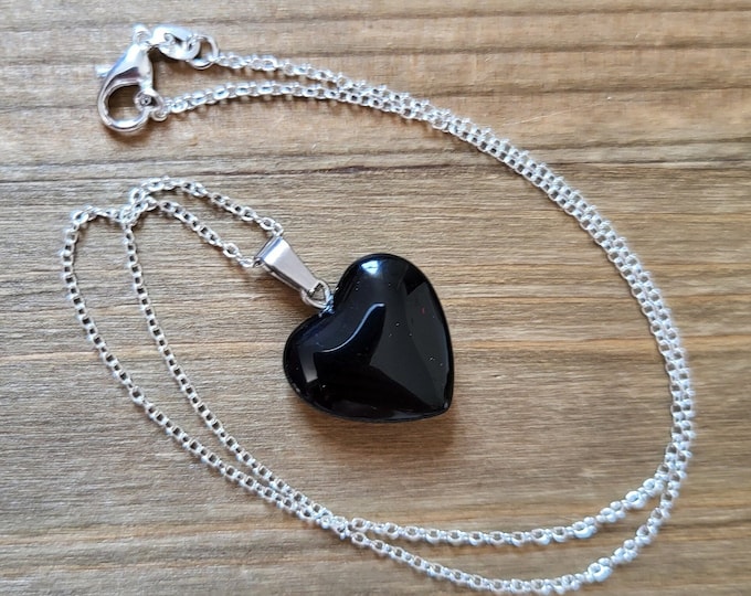 Black Heart Crystal Necklace- 925 Sterling Silver Handmade Necklace ...