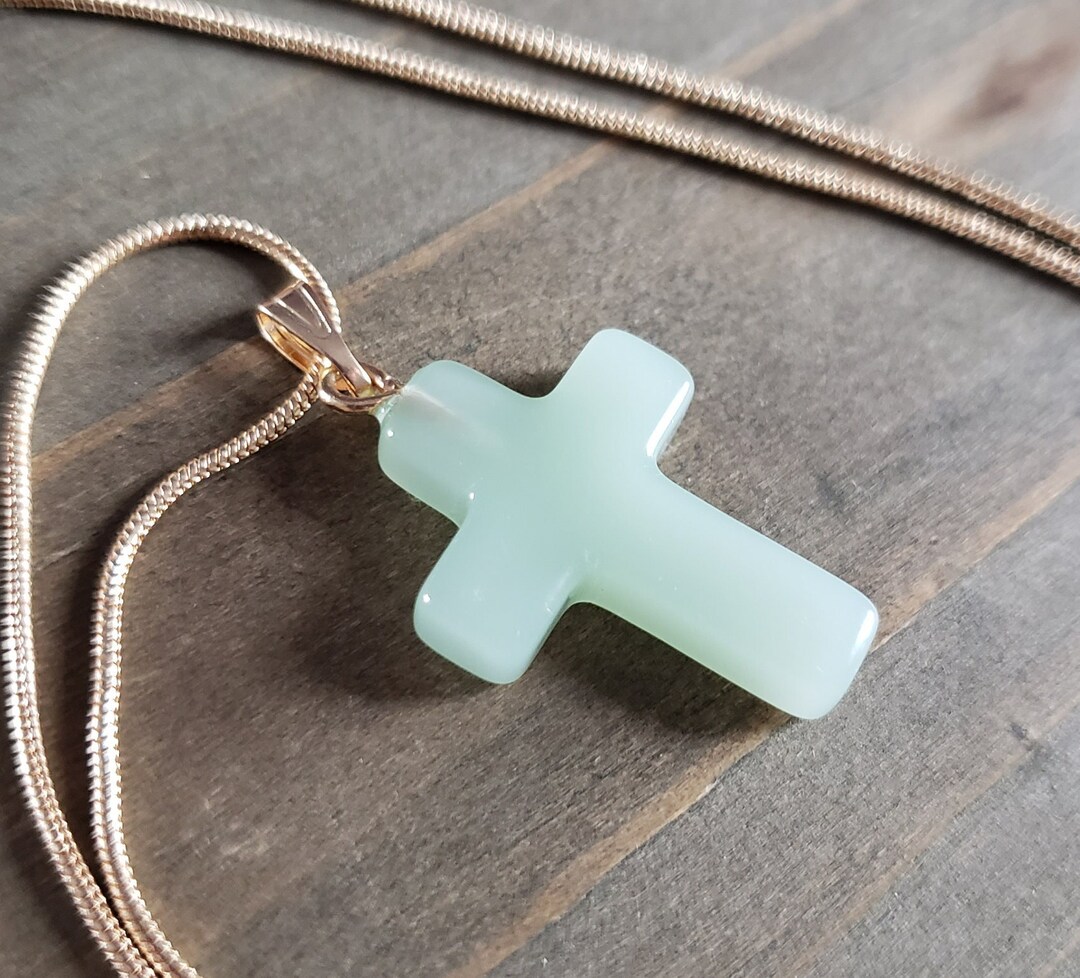 Green Jade Crystal Cross Necklace- 18k Gold Green Jade Stone Handmade ...