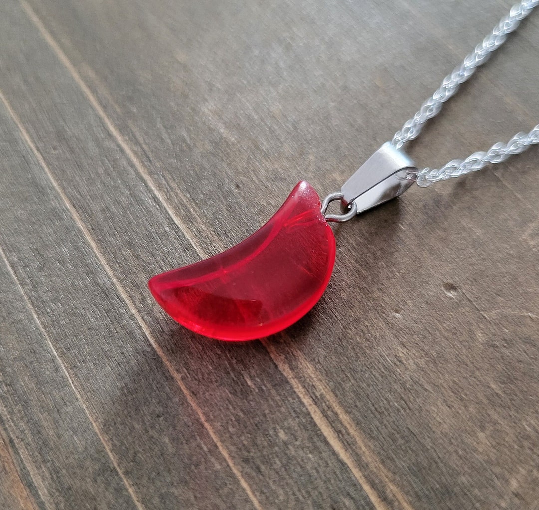 Blood Red Moon Crystal Necklace- Handmade 925 Sterling Silver Glass ...
