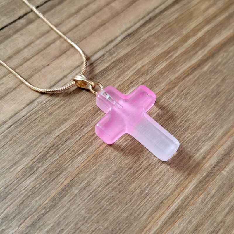 Pink Cross Necklace - Etsy