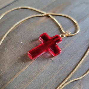 Blood Red Glass Cross Necklace- 18k Gold Handmade Celtic Glass Cross ...