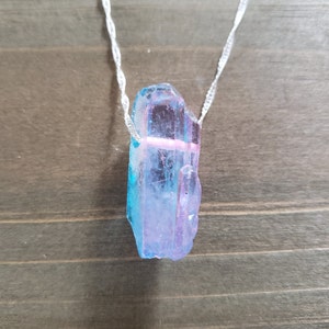 Cotton Candy Quartz Natural Stone Necklace- 925 Sterling Silver Water ...