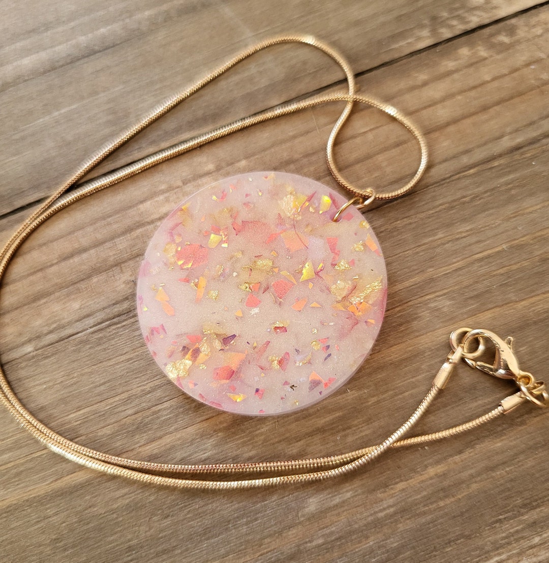 Pink Gold Moon Necklace Handmade 18k Gold Resin Moon Goth Witchy Lunar ...