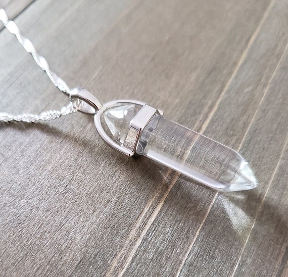 Clear Quartz Crystal Necklace 925 Sterling Silver Water | Etsy