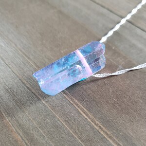 Cotton Candy Quartz Natural Stone Necklace- 925 Sterling Silver Water ...