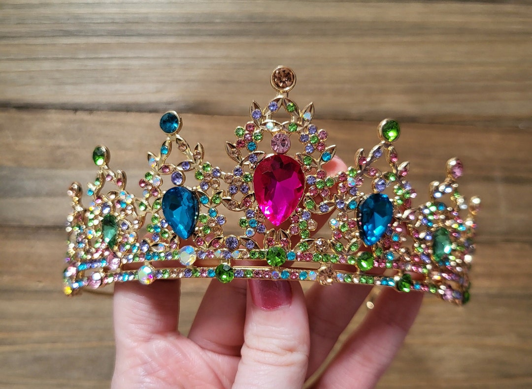 Rainbow Crystal Gold Iridescent Cubic Zirconia Tiara- 18k Gold Fantasy ...