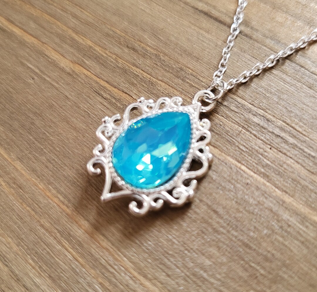 Aqua Blue Water Opal Baroque Necklace- 925 Sterling Silver Handmade ...