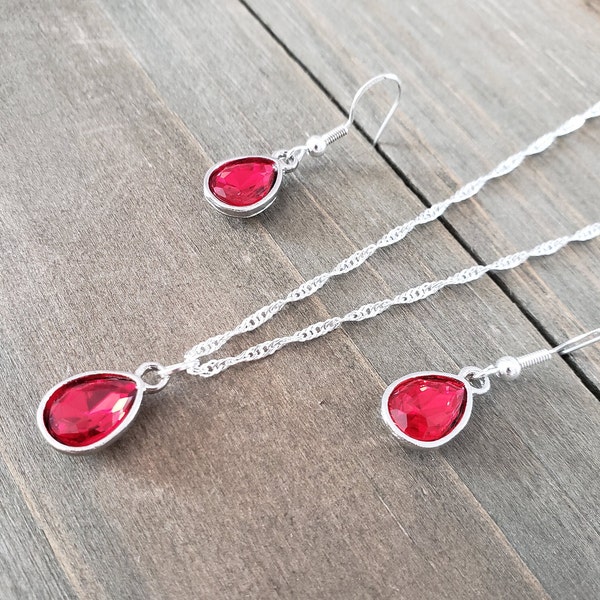 Red Jewelry Set - Etsy