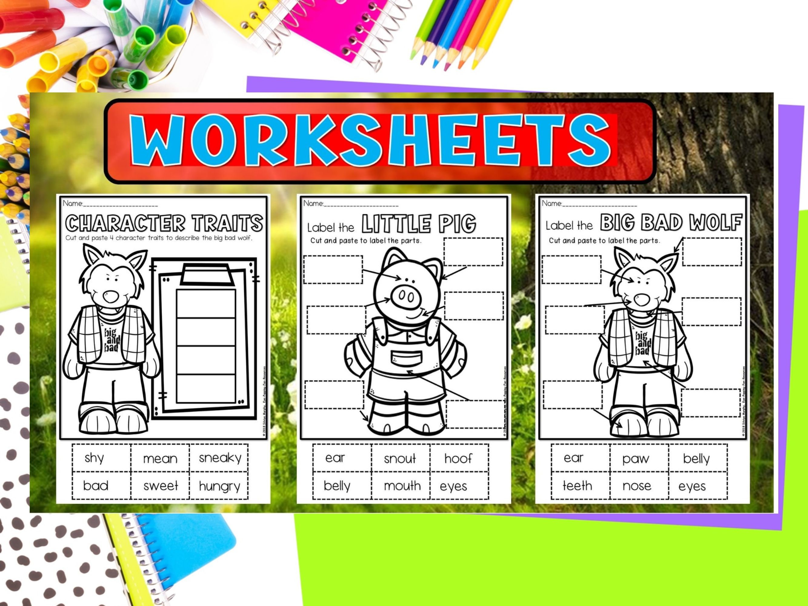 Three Little Pigs Activities|worksheets| Posters|wheel|cause and Effect ...