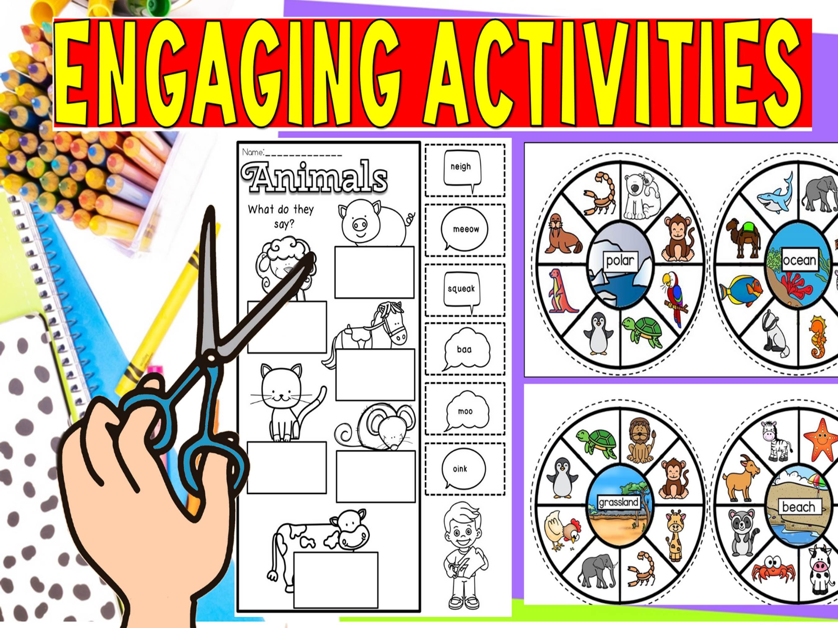 Cut and Paste Animals in Their Habitats|posters| Snakes and Ladders ...