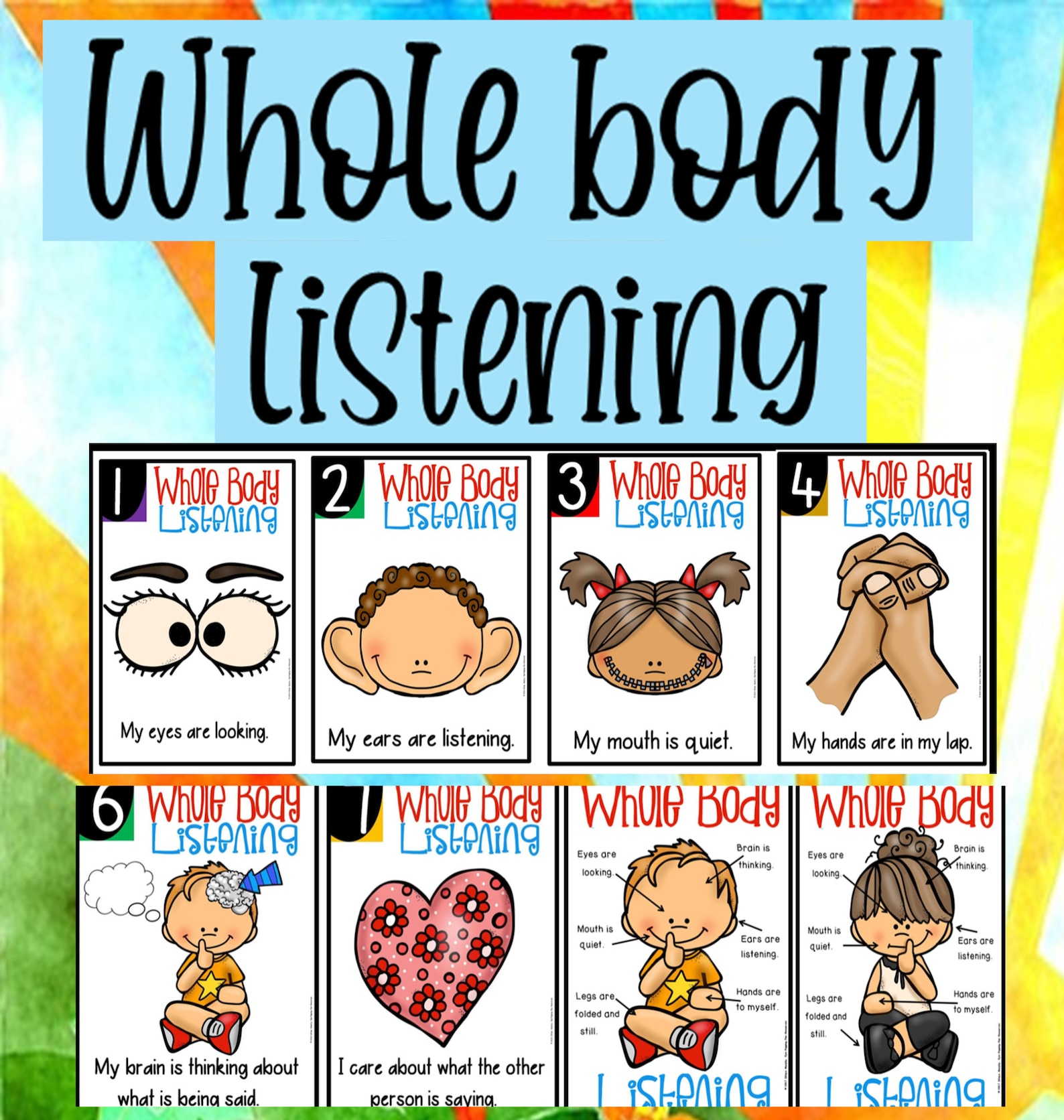 Whole Body Listening Bundle-powerpoint Game|posters and Worksheets|boom ...