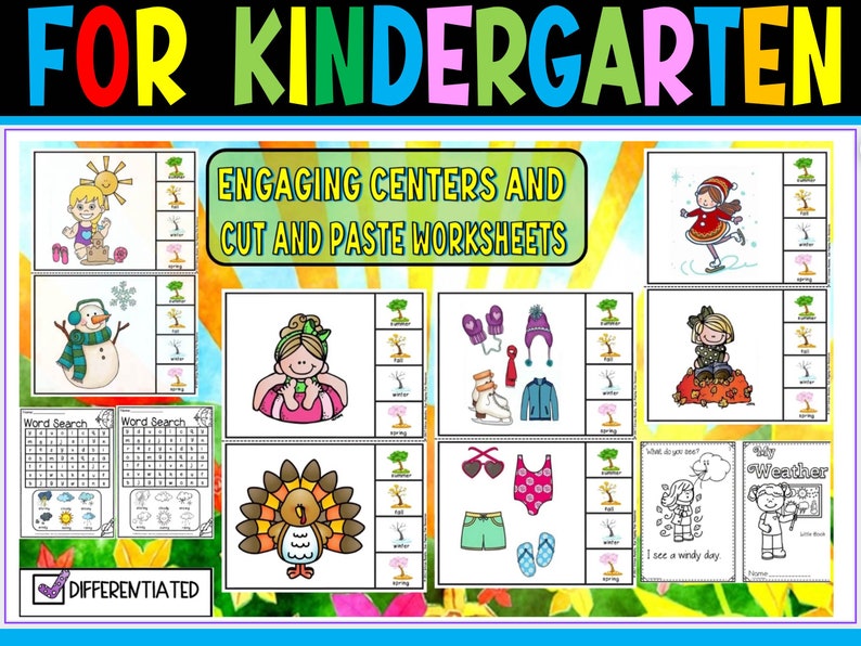 Weather and Season for Kindergarten |write the Room| Cut and Paste ...
