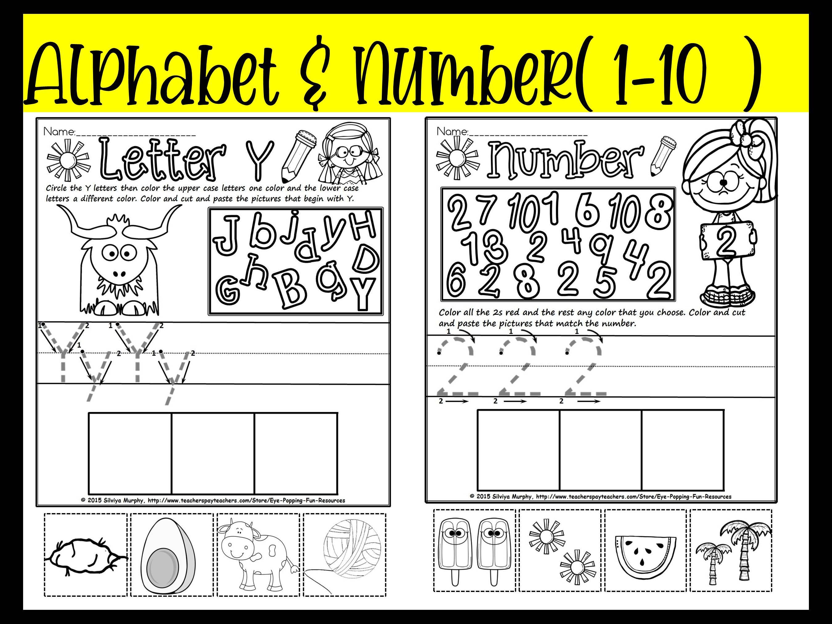 Alphabet and Numbers Worksheets - Etsy