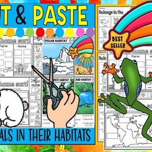 Cut and Paste Animals in Their Habitats|posters| Snakes and Ladders ...