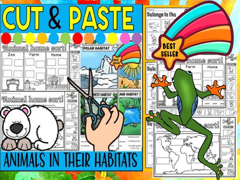 Cut and Paste Animals in Their Habitats|posters| Snakes and Ladders ...