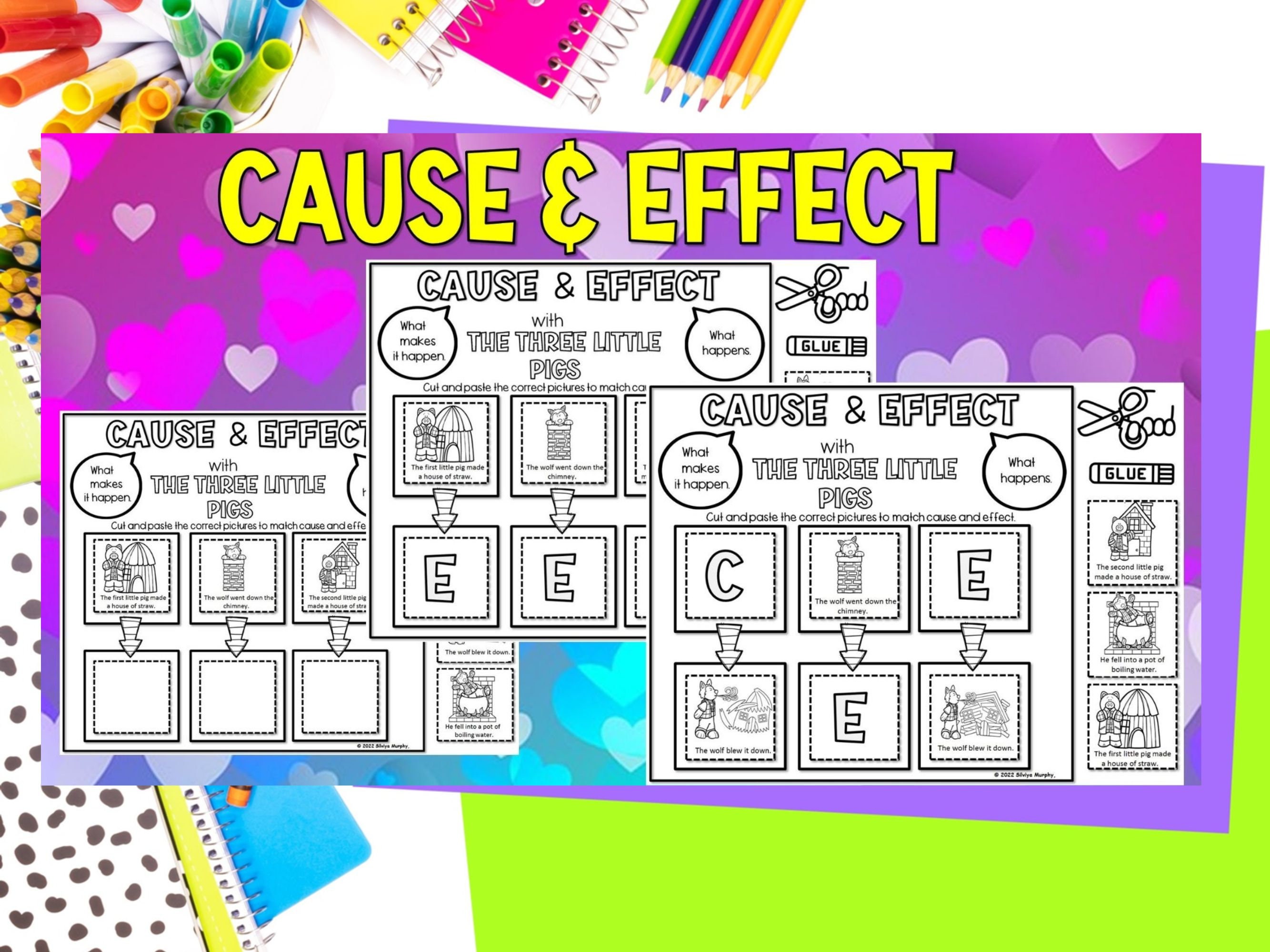 Three Little Pigs Activities|worksheets| Posters|wheel|cause and Effect ...